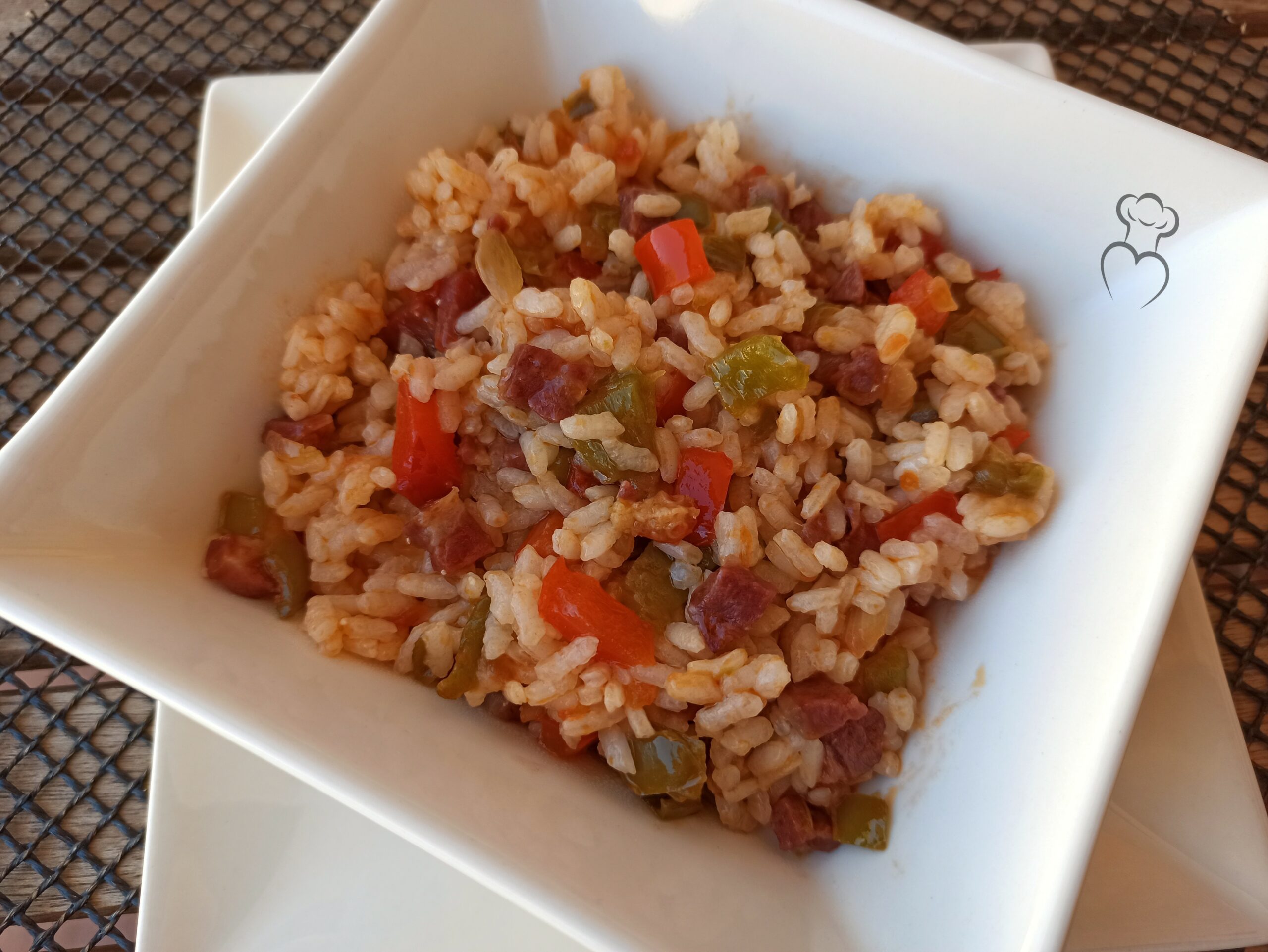 Arroz blanco con jamón y pimientos - Mi Querida Cocinera